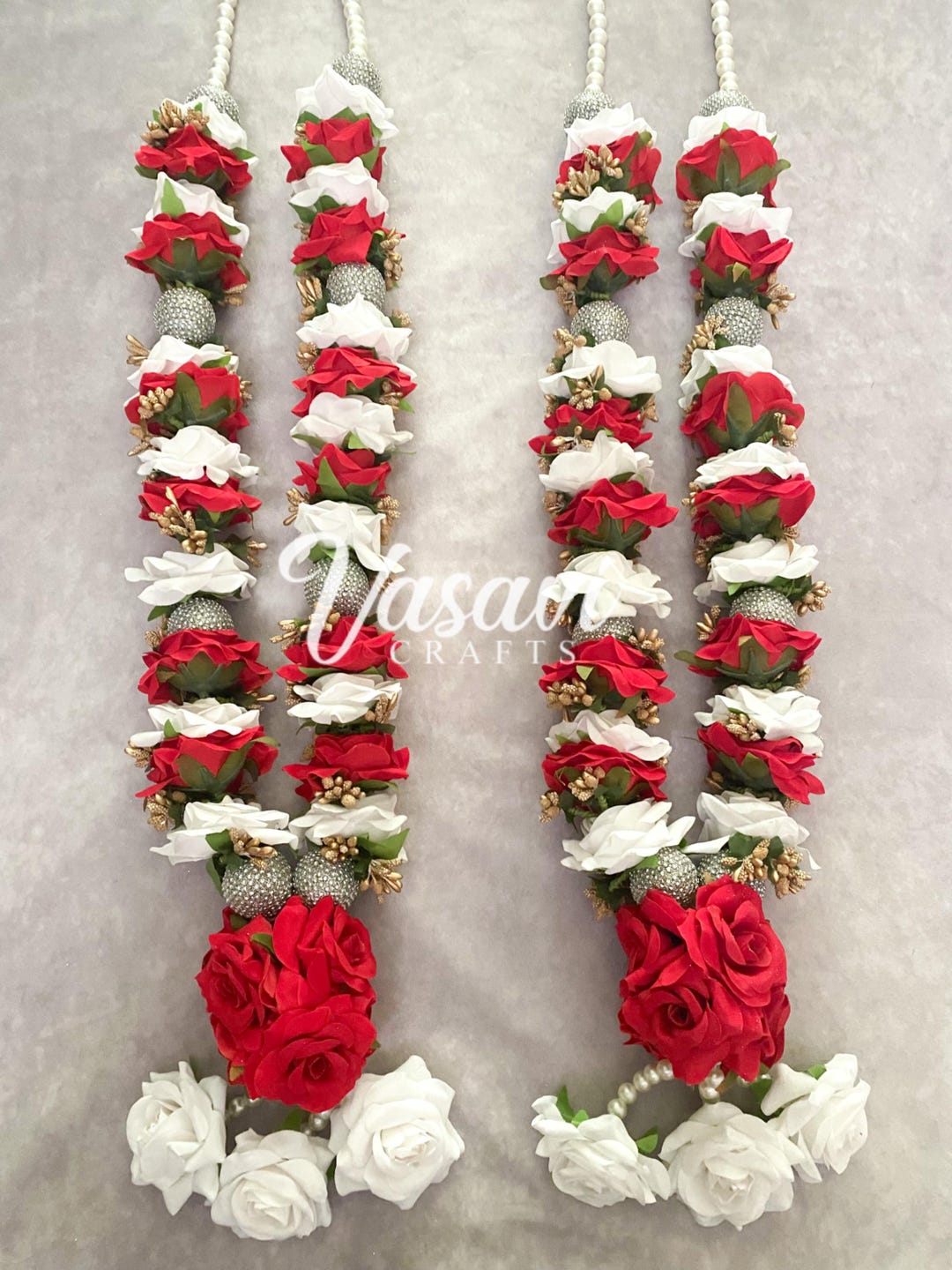 Red and White Rose Flowers Wedding Varmala for Indian Wedding Bride ...