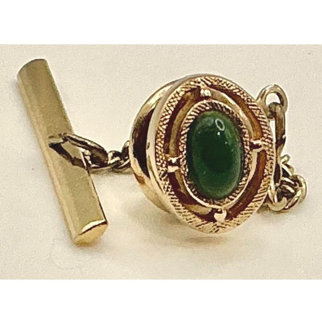 Vintage Swank Gold Tone Jade Stone Tie Tack With Chain, Formal Menswear ...