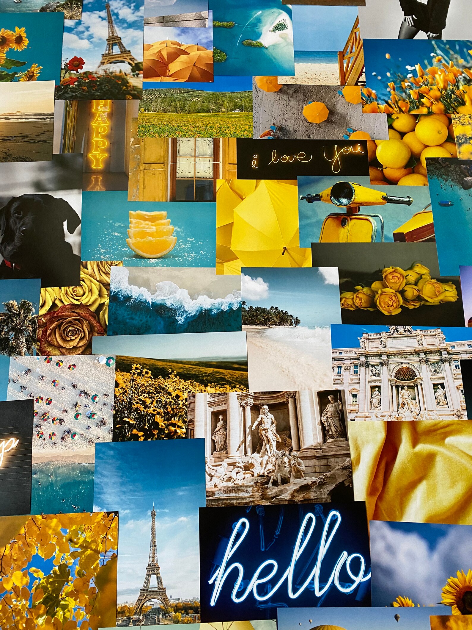 Amarillo y azul 65 páginas collage de pared // Kit de collage - Etsy España