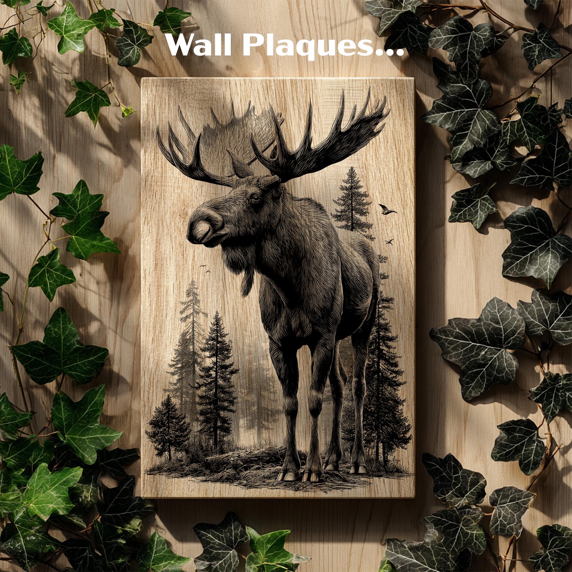 Majestic Moose Engraving PNG File | Rustic Lodge Wildlife Laser Art ...