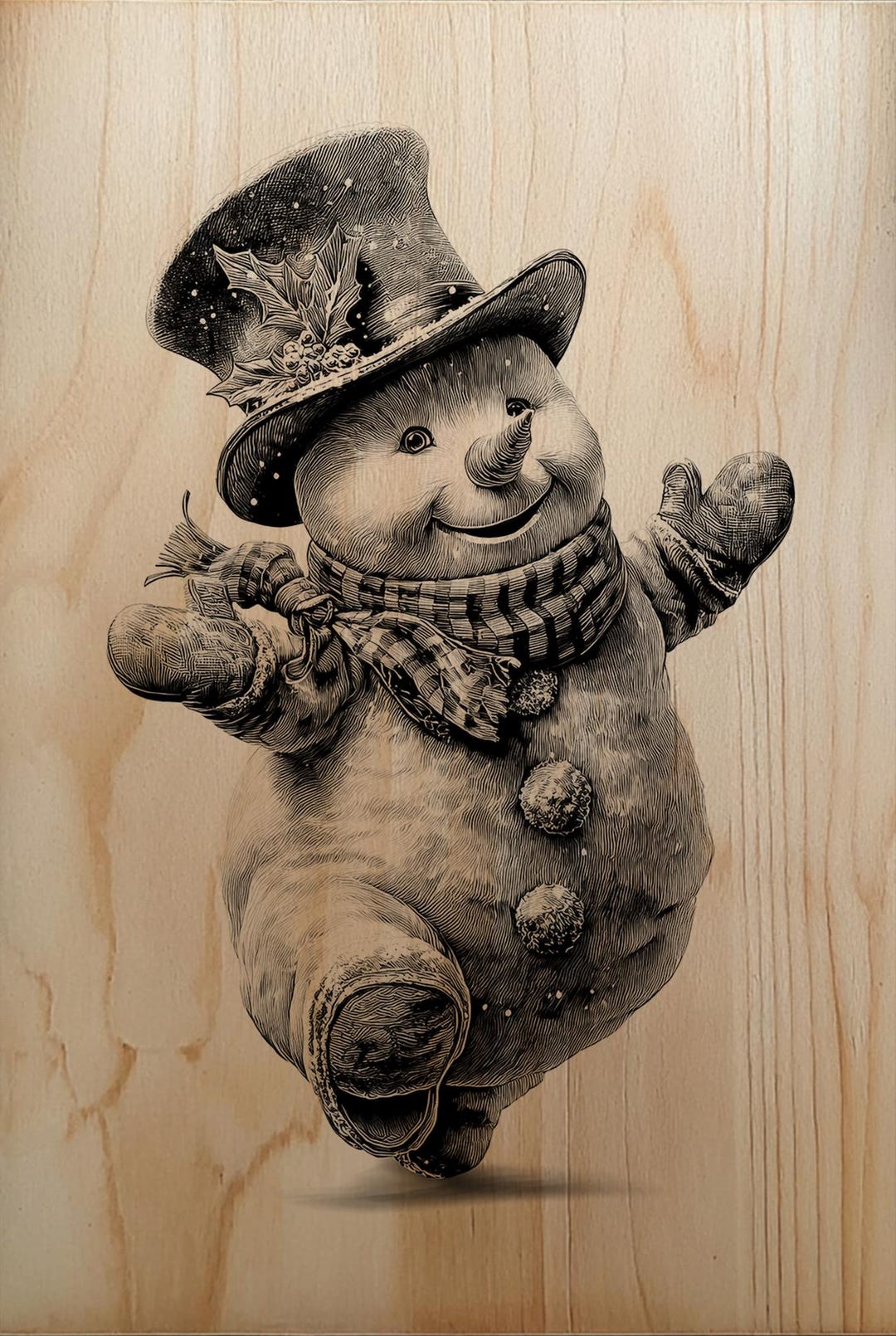Happy Waving Snowman Engraving PNG | Frosty Winter Friend Laser File ...