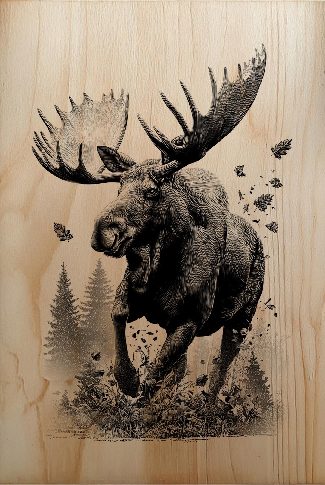Running Bull Moose Engraving PNG | Autumn Wildlife Laser File | Dynamic ...
