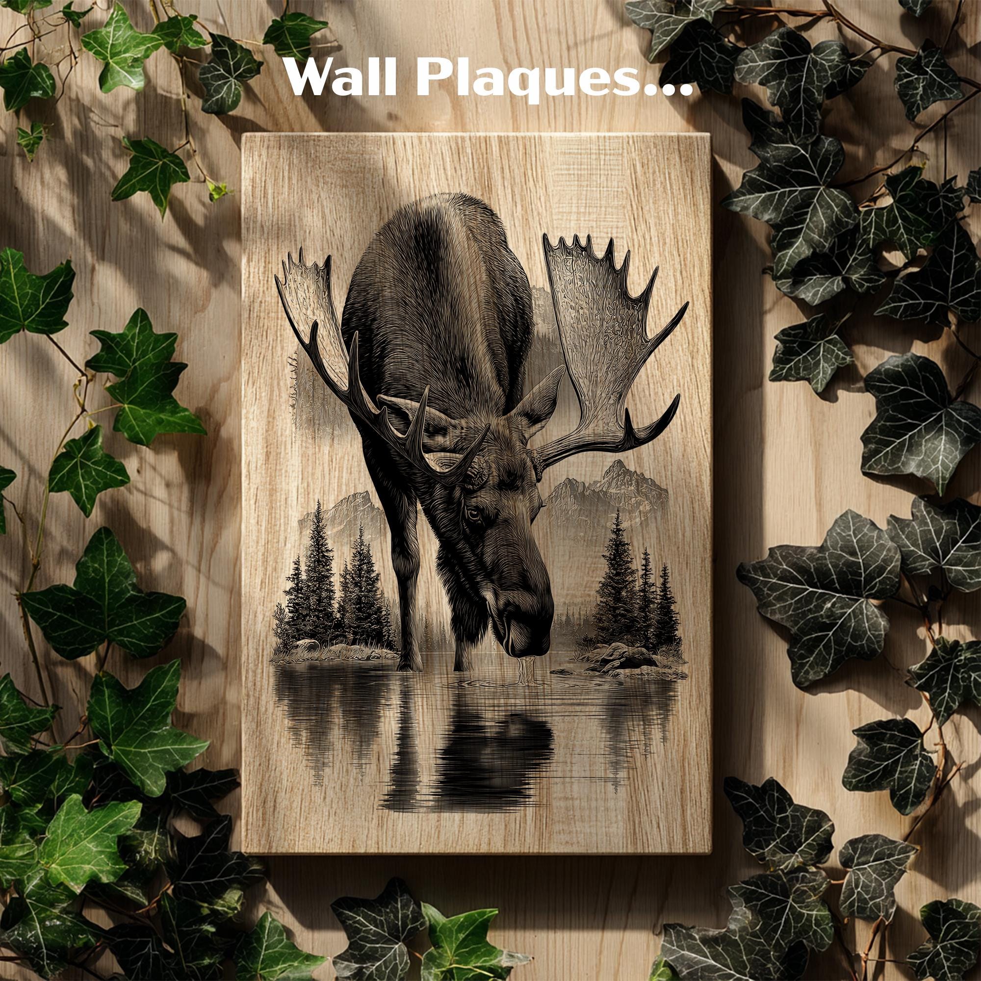 Detail Moose Engraving PNG File, Rustic Wildlife Laser Engrave Design ...