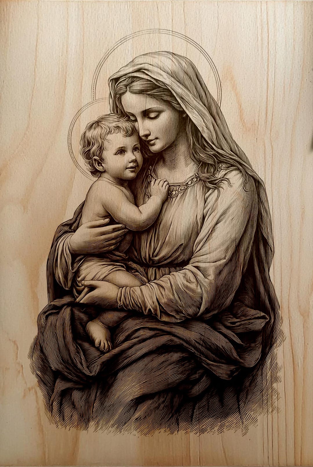 Divine Virgin Mary and Baby Jesus PNG for Laser Engraving | Religious ...