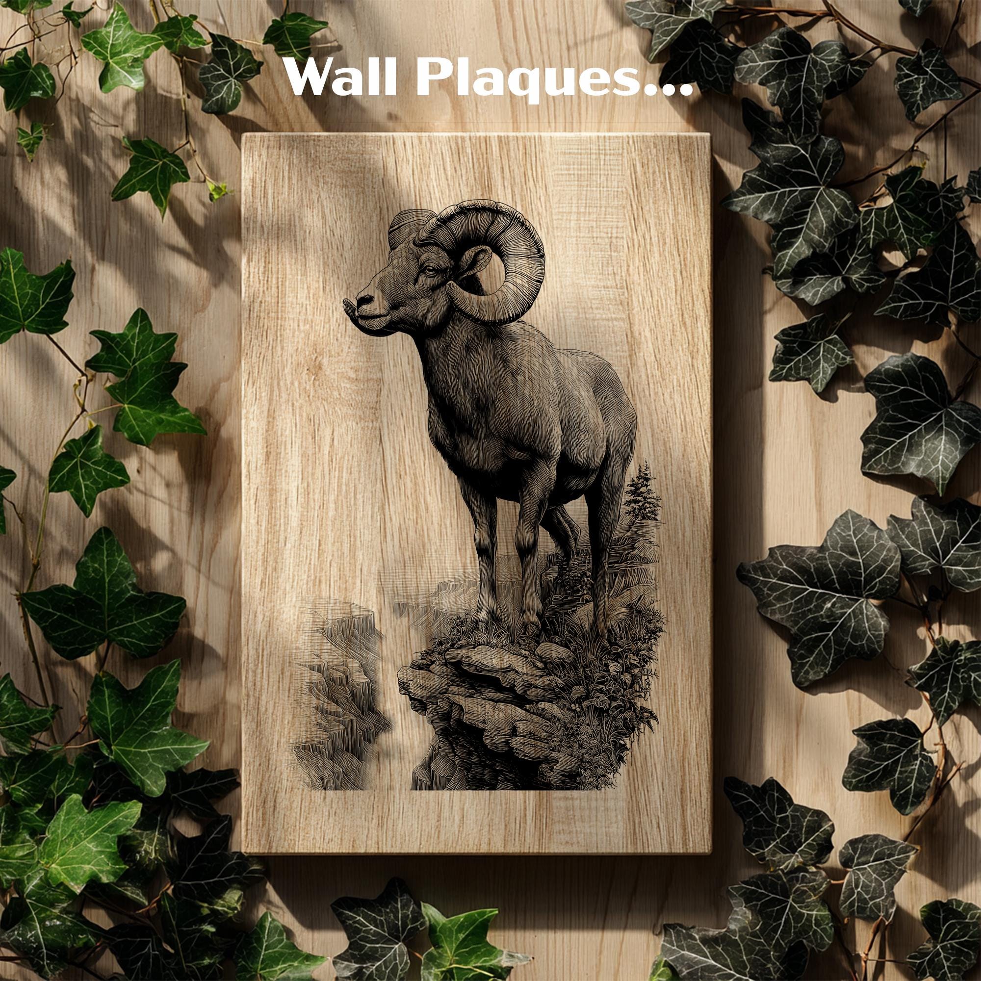 Majestic Ram Engraving PNG | Bighorn Sheep Canyon Laser Art | Mountain ...