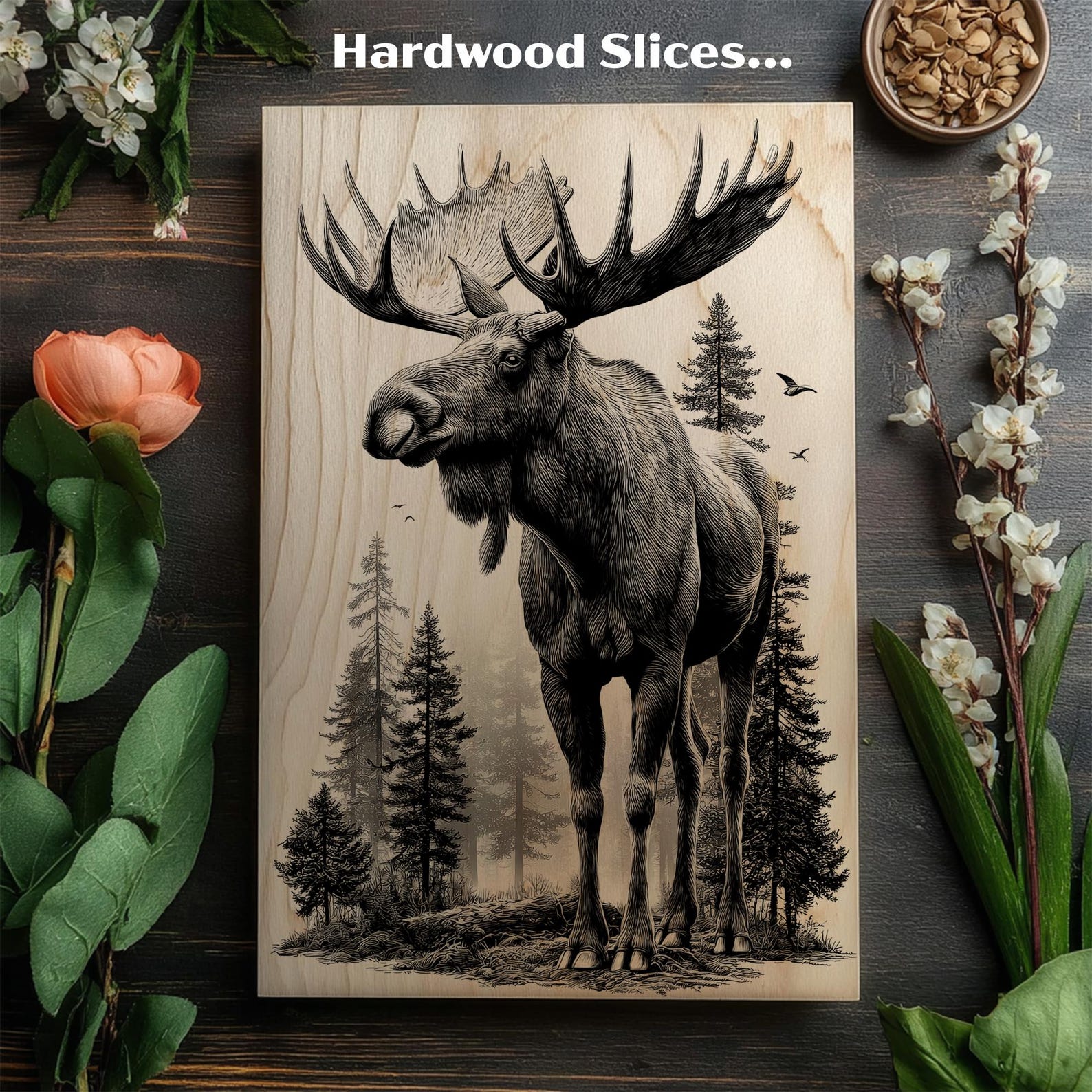 Majestic Moose Engraving PNG File | Rustic Lodge Wildlife Laser Art ...