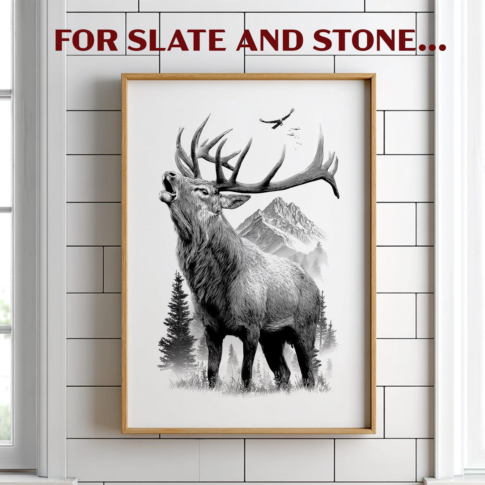 Bugling Elk Engraving PNG | Massive Antler Laser File | Mountain Stag ...
