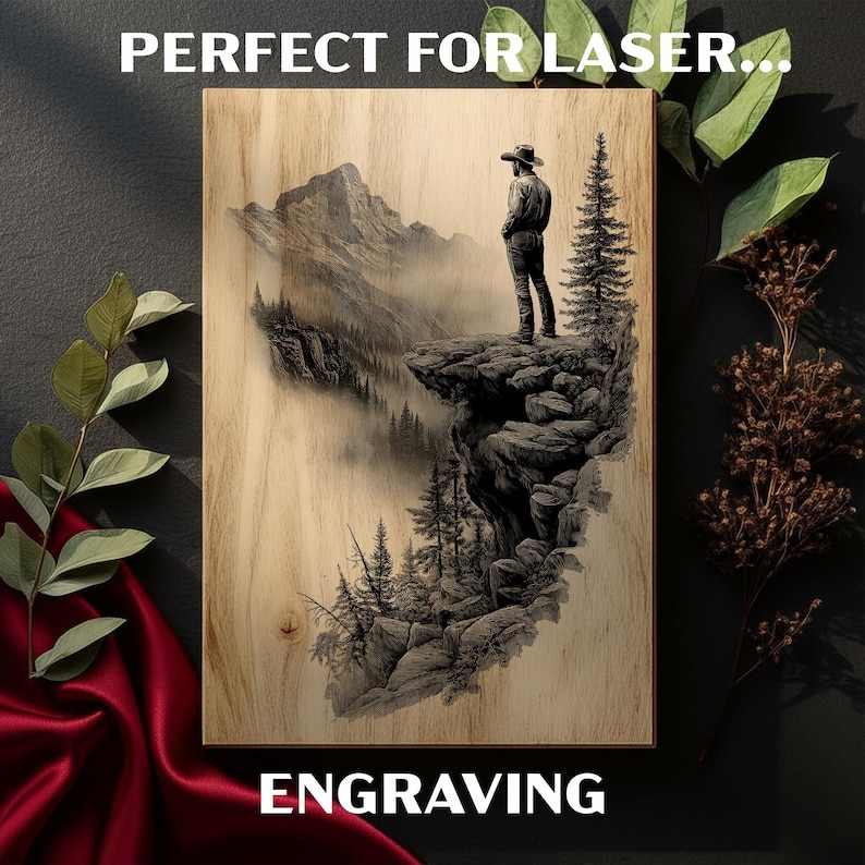 Mountain Man PNG, Western Art Wood Engraving File, Laser Design for ...