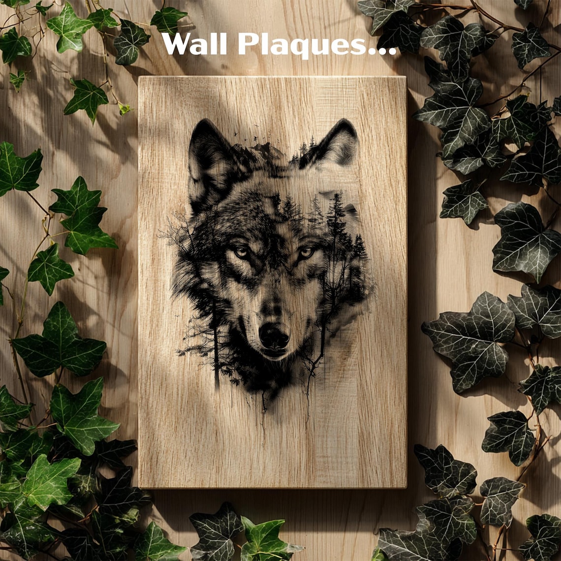 Double Exposure Wolf Engraving PNG | Forest Silhouette Laser Art ...
