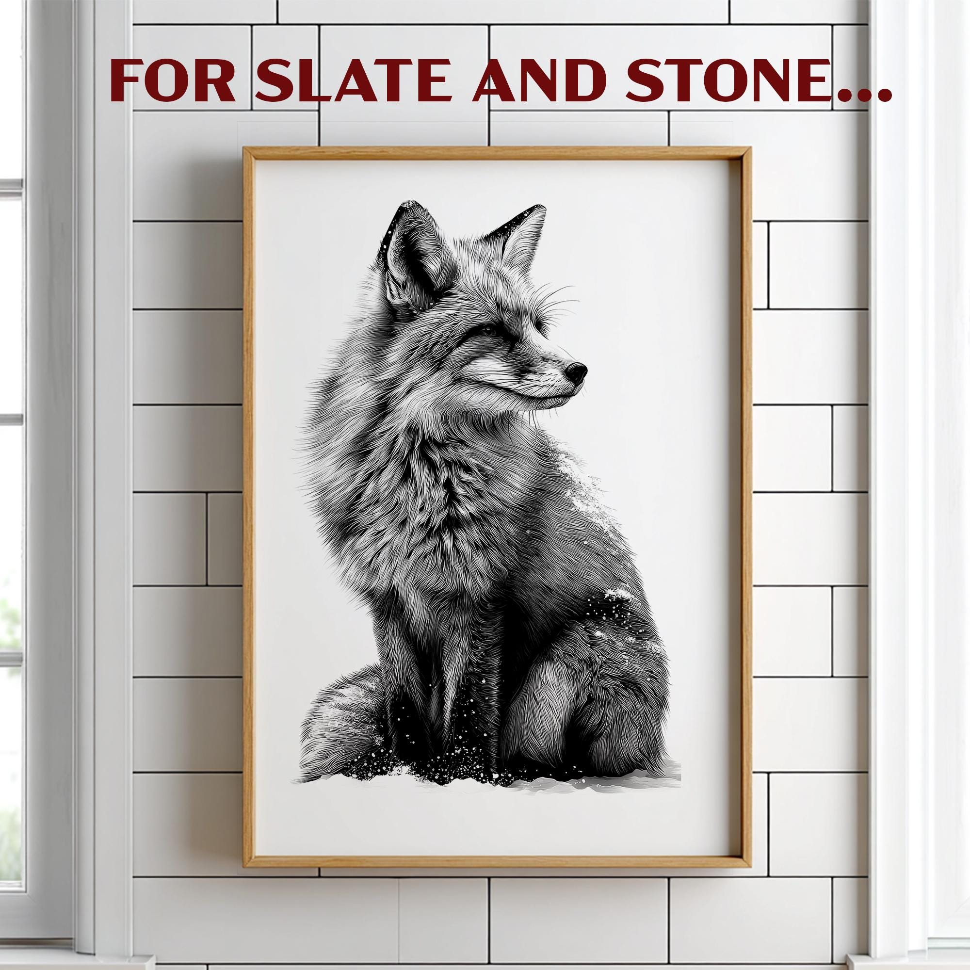 Red Fox Portrait Engraving PNG | Winter Fox Laser File | Detailed Fur ...