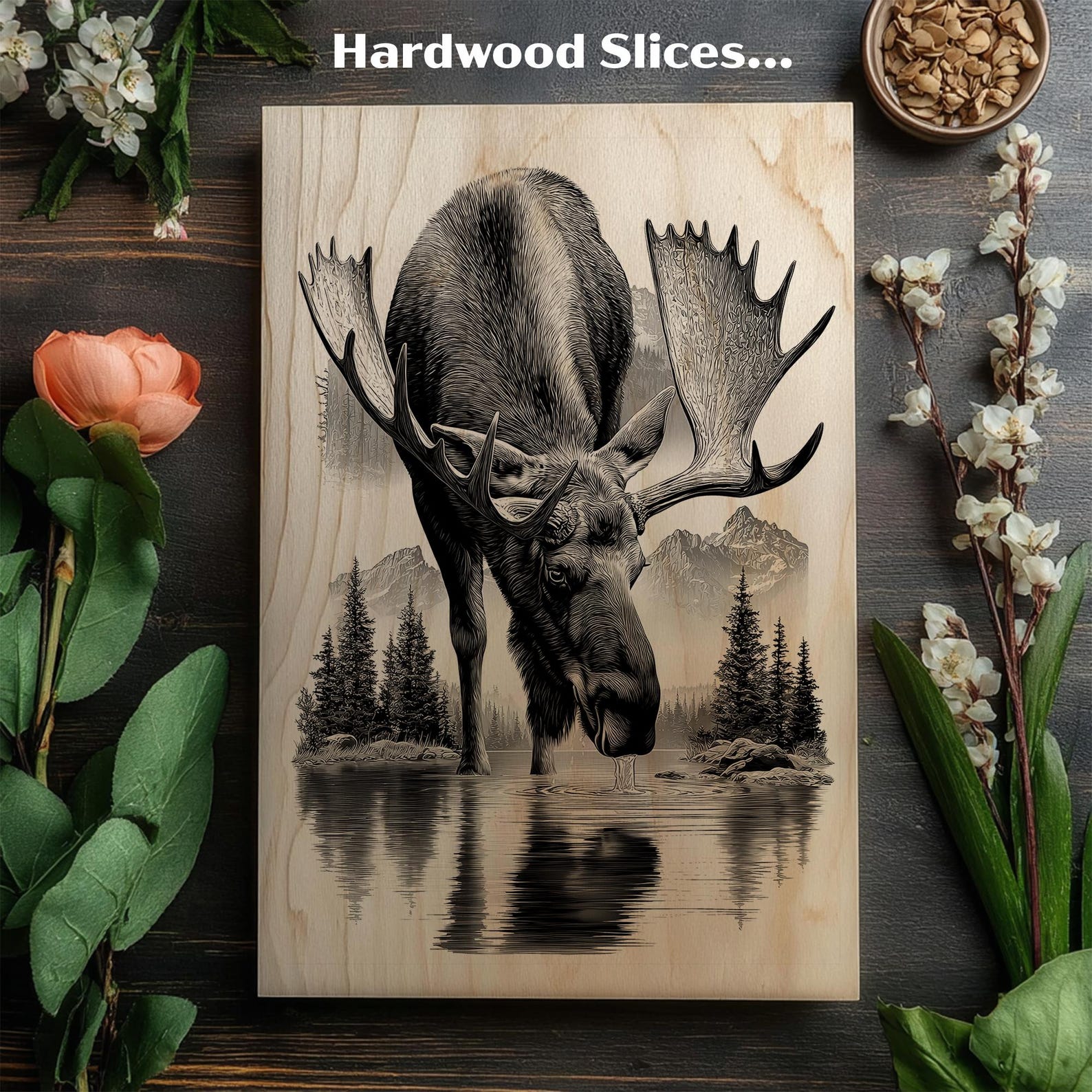 Detail Moose Engraving PNG File, Rustic Wildlife Laser Engrave Design ...