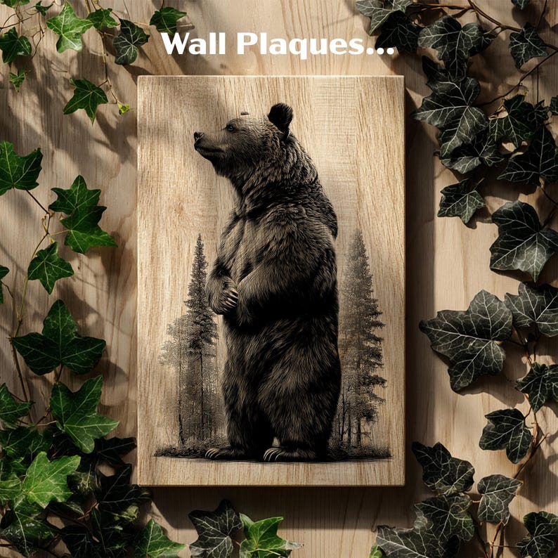 Standing Bear PNG, Wood Engraving File, Laser Design for Glowforge ...