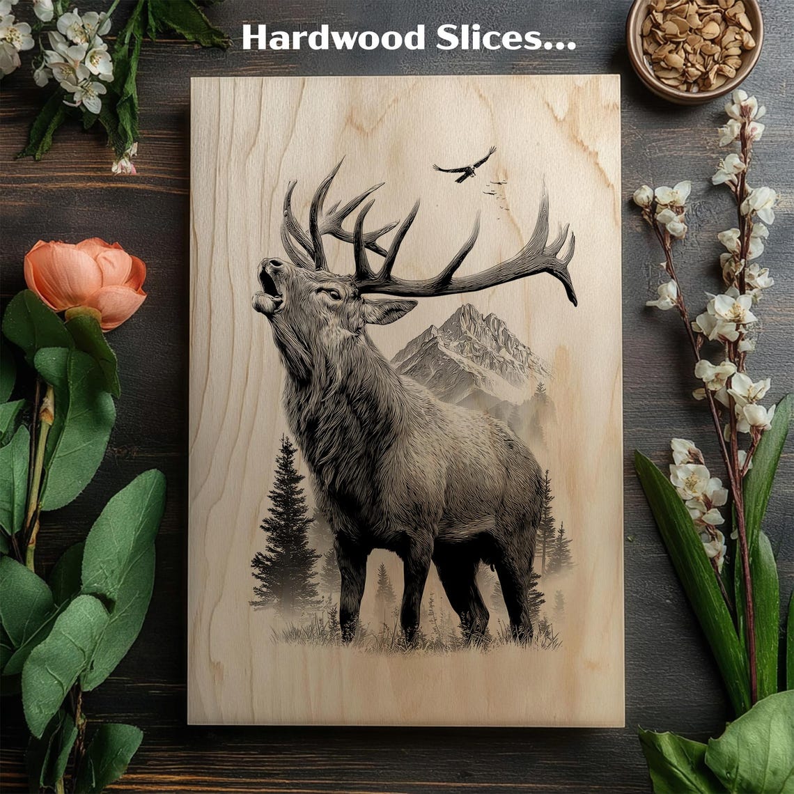 Bugling Elk Engraving PNG | Massive Antler Laser File | Mountain Stag ...