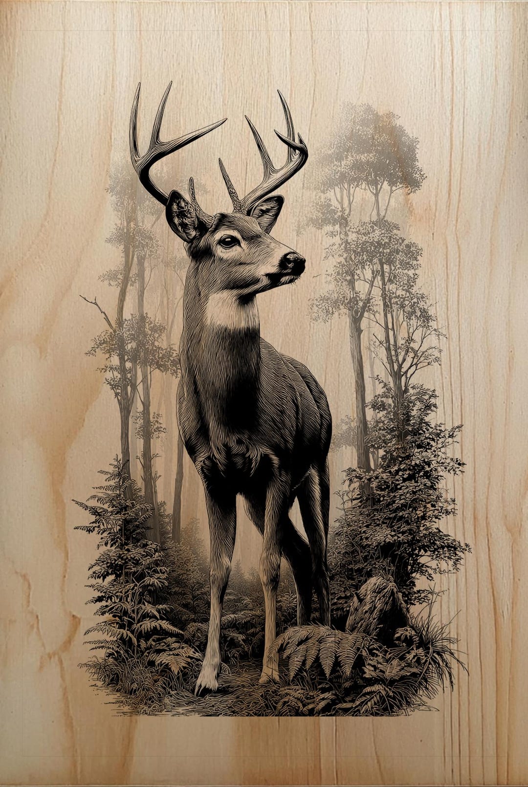 Forest Buck Engraving PNG File | Elegant Deer Laser Art | Whitetail ...