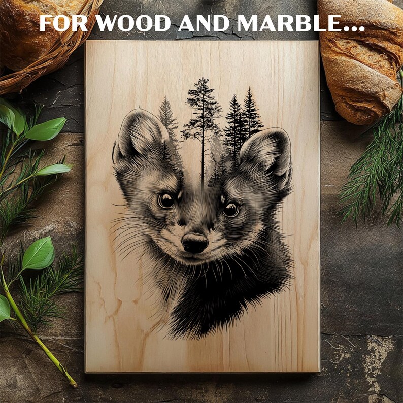 Elusive Pine Marten Forest Portrait PNG for Professional Wood Laser ...