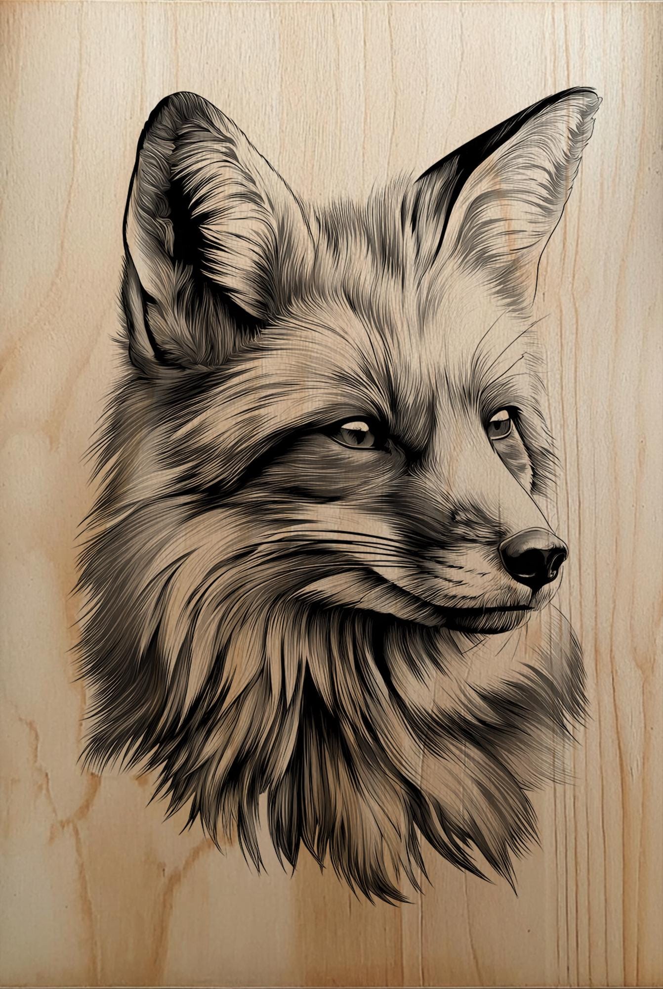 Modèle de gravure laser représentant un renard roux rusé - Art sur bois ...