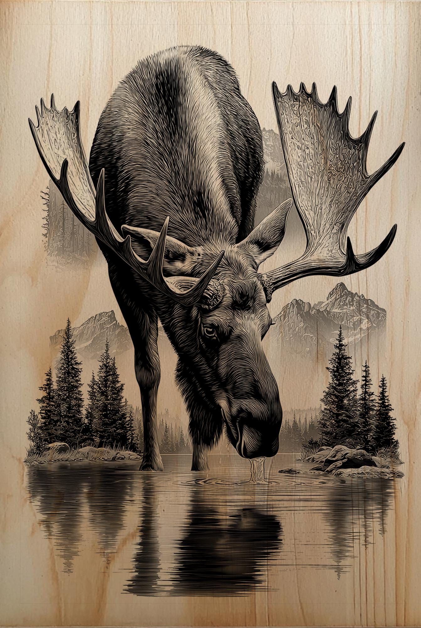 Detail Moose Engraving PNG File, Rustic Wildlife Laser Engrave Design ...