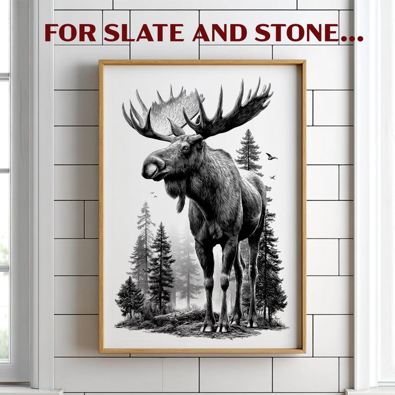 Majestic Moose Engraving PNG File | Rustic Lodge Wildlife Laser Art ...