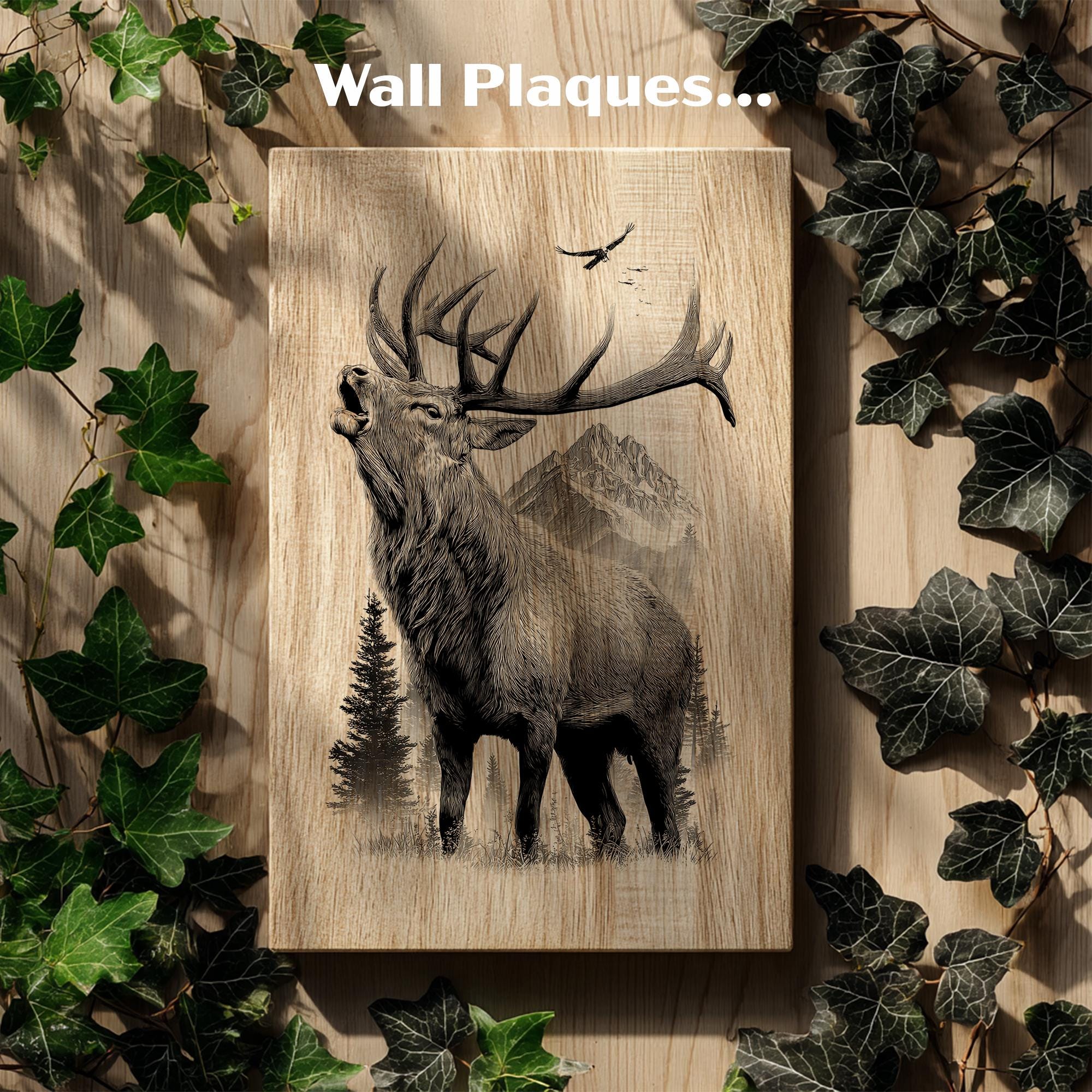 Bugling Elk Engraving PNG | Massive Antler Laser File | Mountain Stag ...