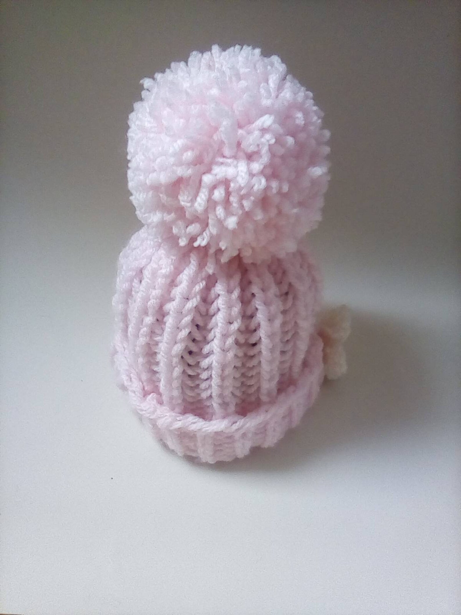 Pink Babies Wool Hat Oversized Pom Pom Pale Pink Hat With - Etsy