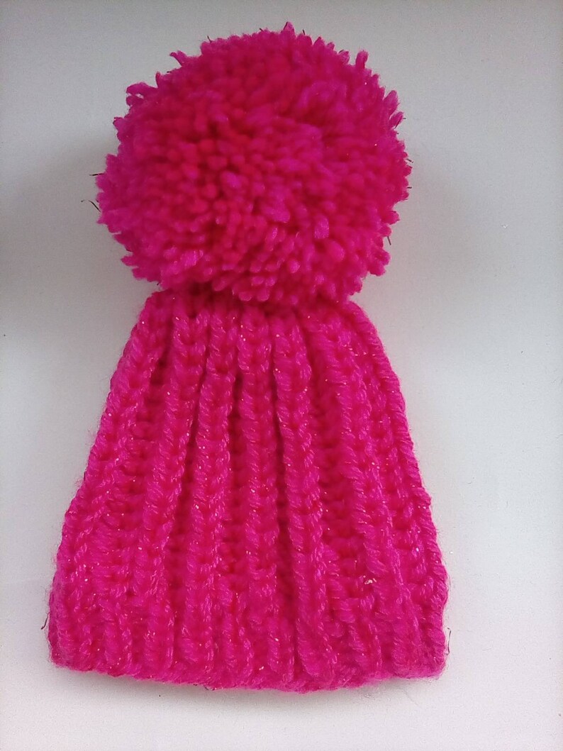 Pink wooly hat preemie 1year sizes. Hand knitted hat - Etsy.de