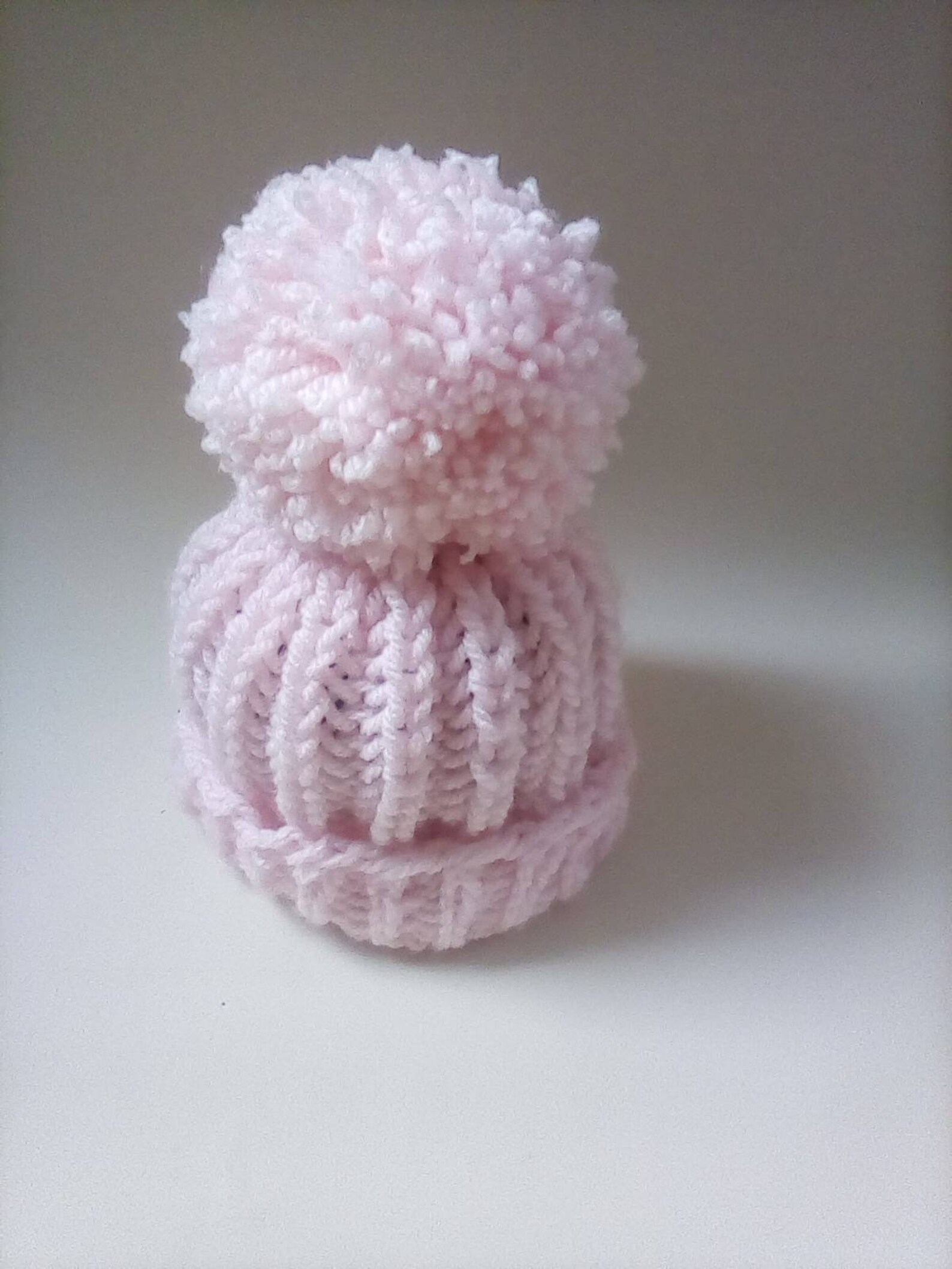 Pink Babies Wool Hat Oversized Pom Pom Pale Pink Hat With - Etsy