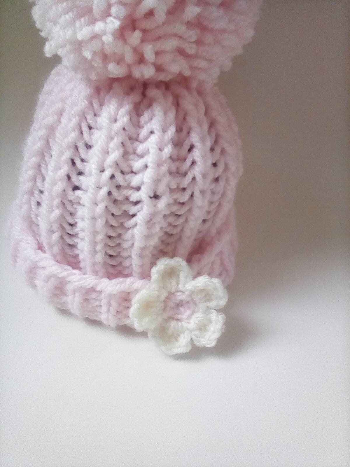 Pink Babies Wool Hat Oversized Pom Pom Pale Pink Hat With - Etsy