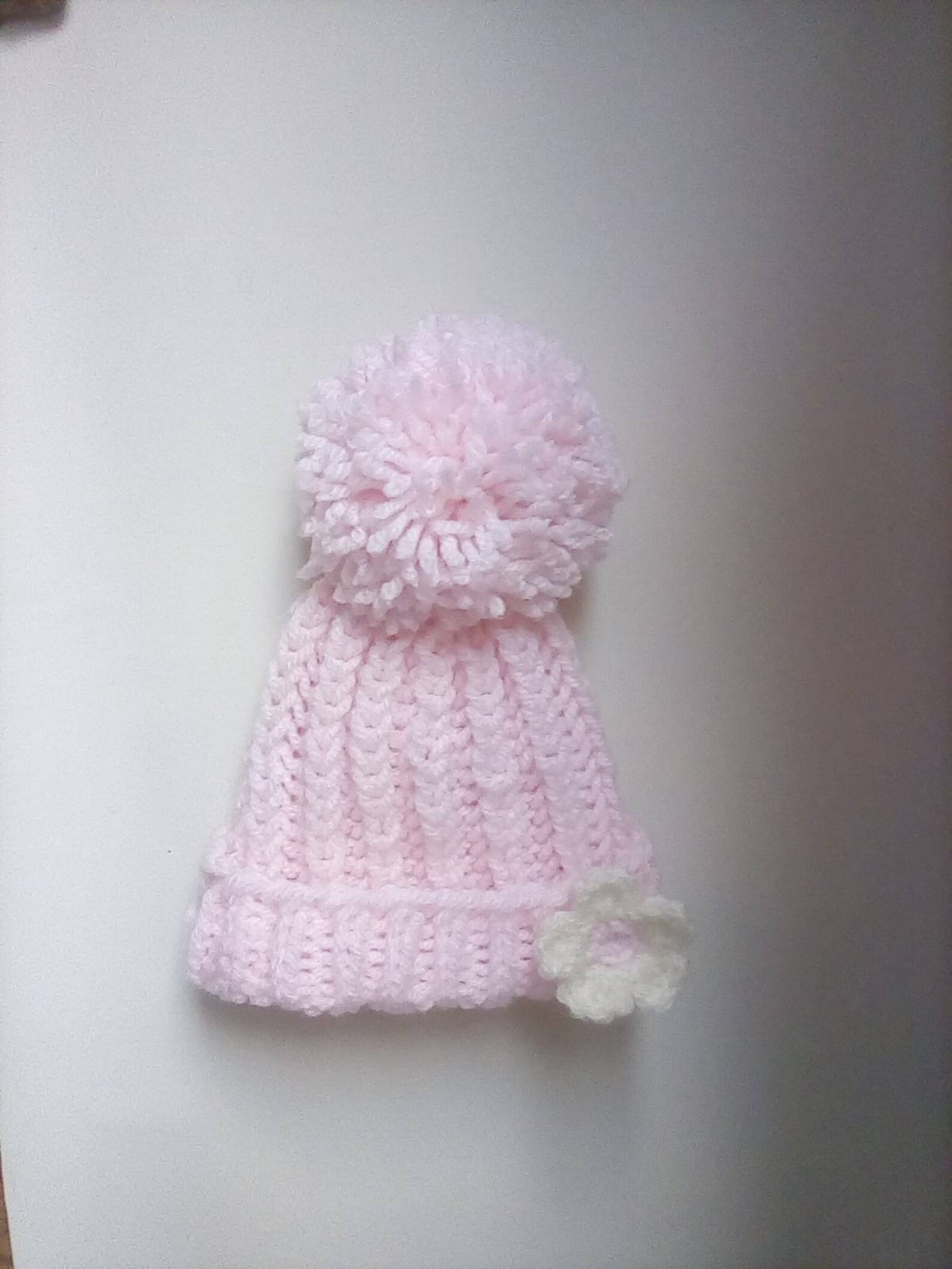 Pink Babies Wool Hat Oversized Pom Pom Pale Pink Hat With - Etsy