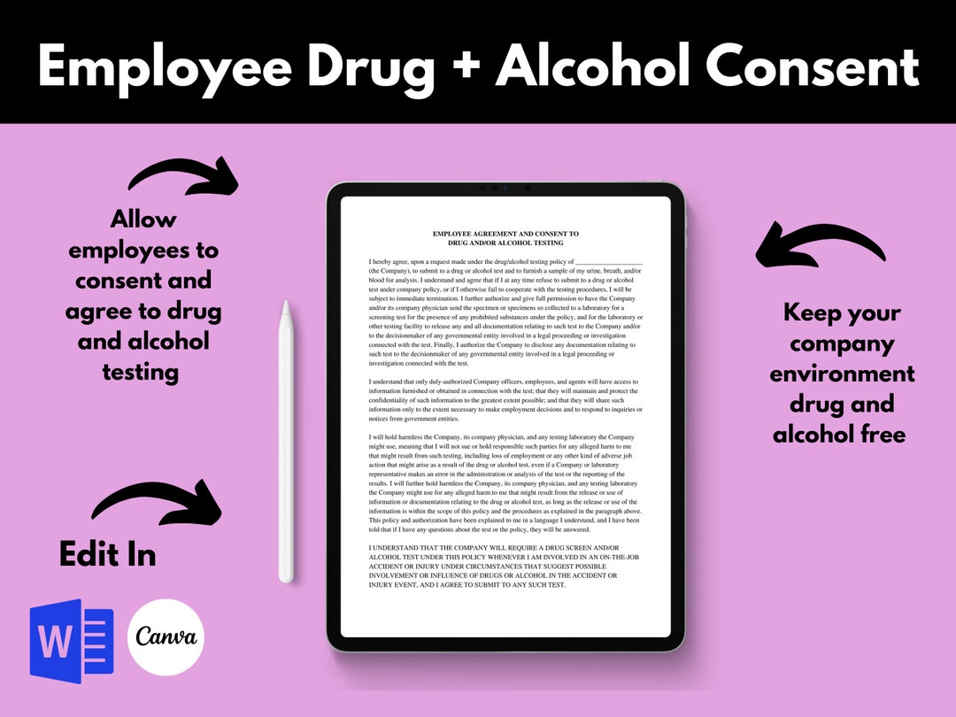 Employee Consent to Drug and Alcohol Testing Template, Drug and Alcohol ...