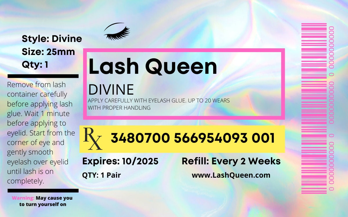 Eyelash Pill Bottle Label// Eyelash Extension Pill Bottle Label// Edit ...