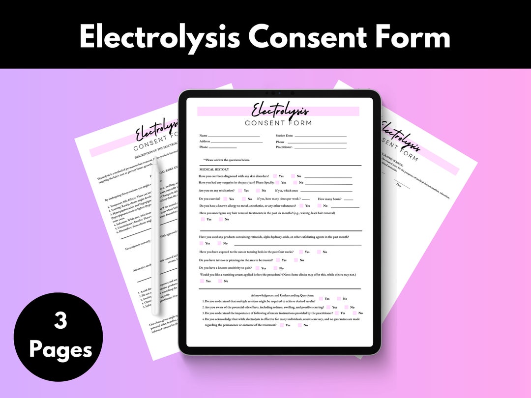 Electrolysis Consent Form - Electrolysis Consent Form Template, Informed Agreement for Permanent ...