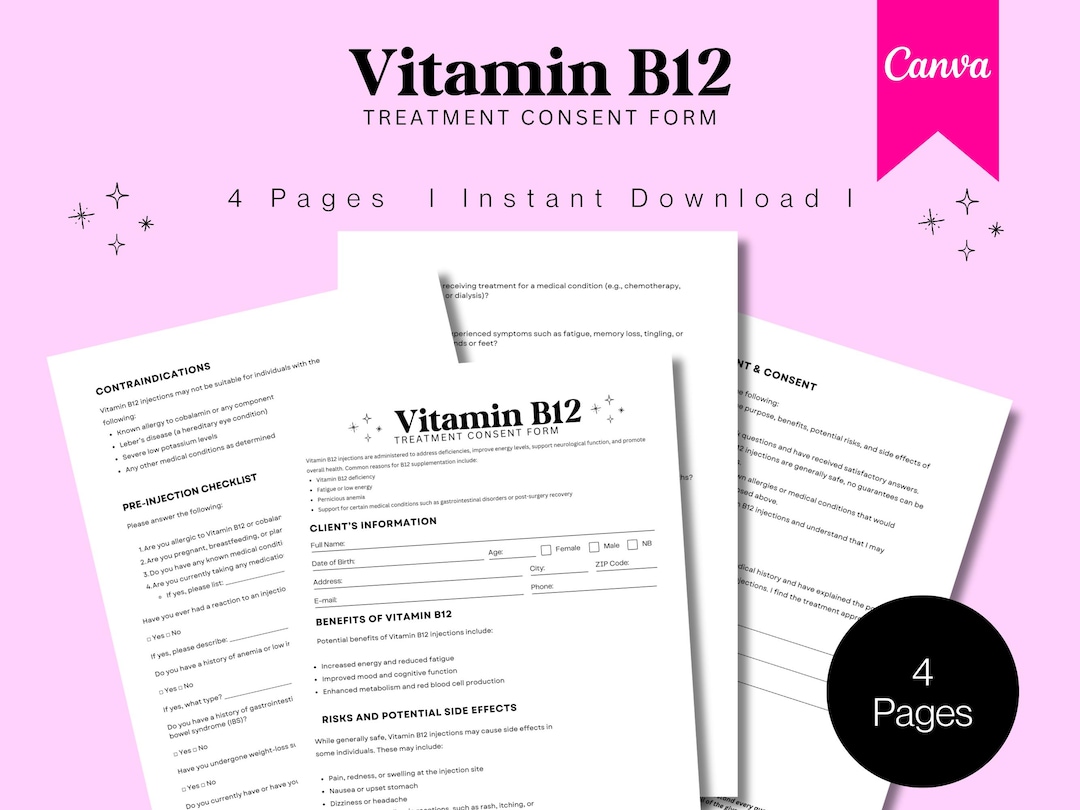 Editable Vitamin B12 Injection Consent Form Template | Printable ...