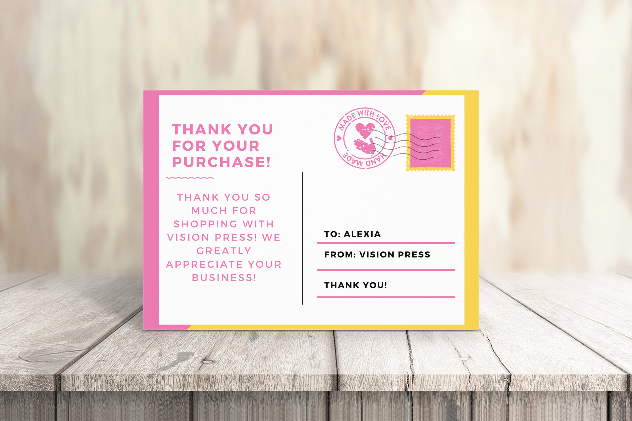 Thank You Post Card Template, Customer Thank You Insert, Small Business ...