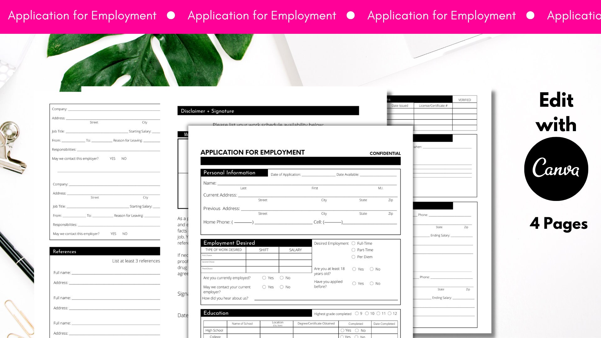 Application for Employment, Small Business Employment Application ...