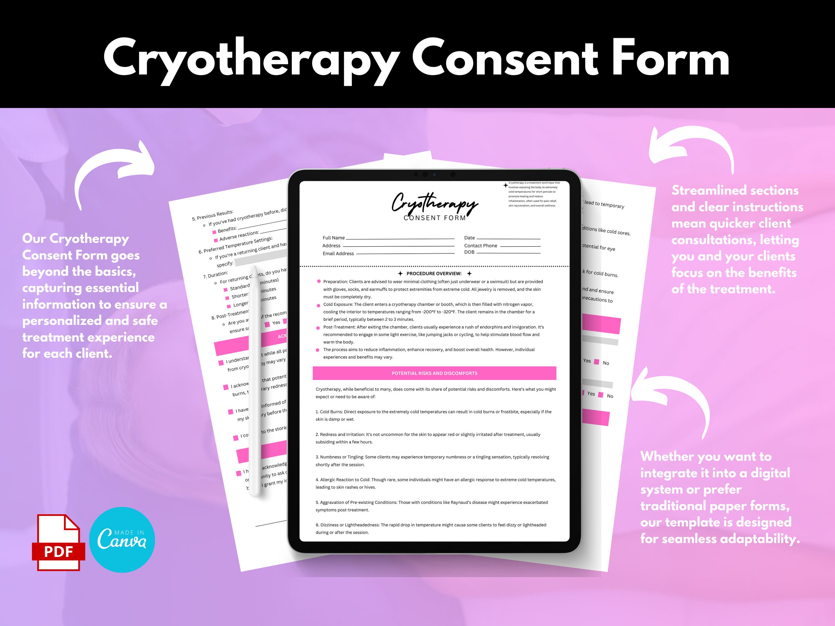 Cryotherapy Client Consent Form Template: Professionally-designed for ...