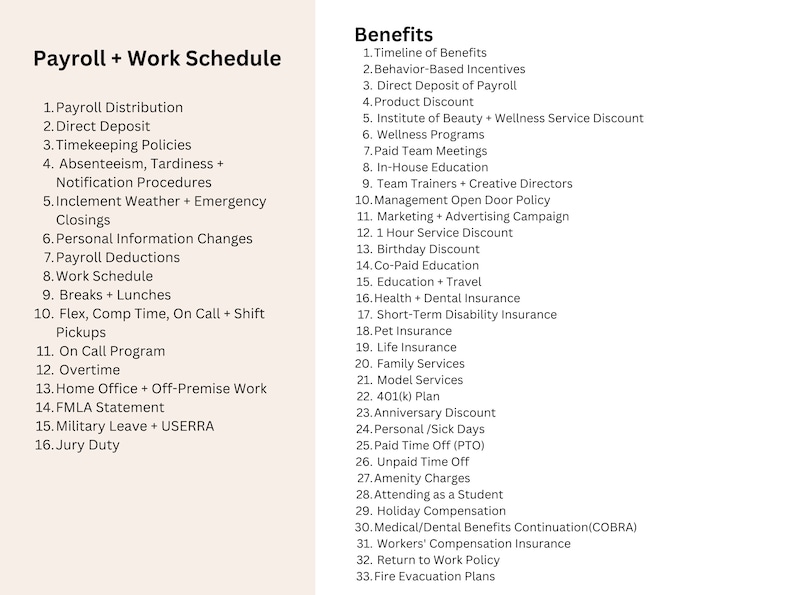 Beauty Salon Employee Handbook: Editable Employee Guide (instant ...