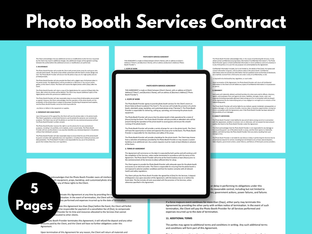 Comprehensive Photo Booth Rental Contract Customizable Event ...