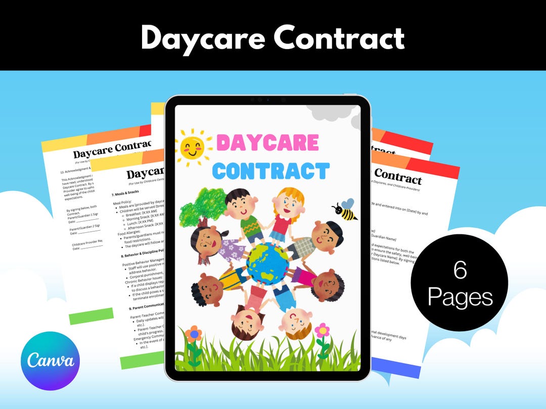 Daycare Contract Template: Editable Parent-provider Agreement (MS Word ...