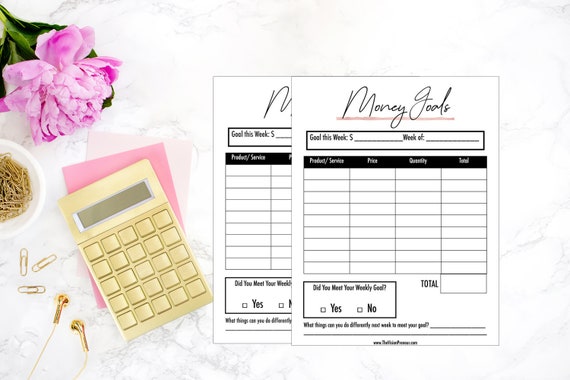 Money Goals Worksheet// Weekly Profit Planner// Weekly Profit | Etsy