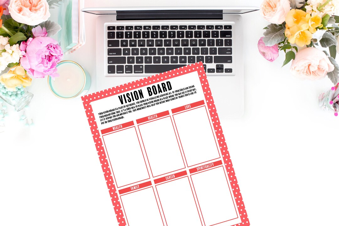 Vision Board Worksheet// Vision Board Planner// Vision Board// Law of ...