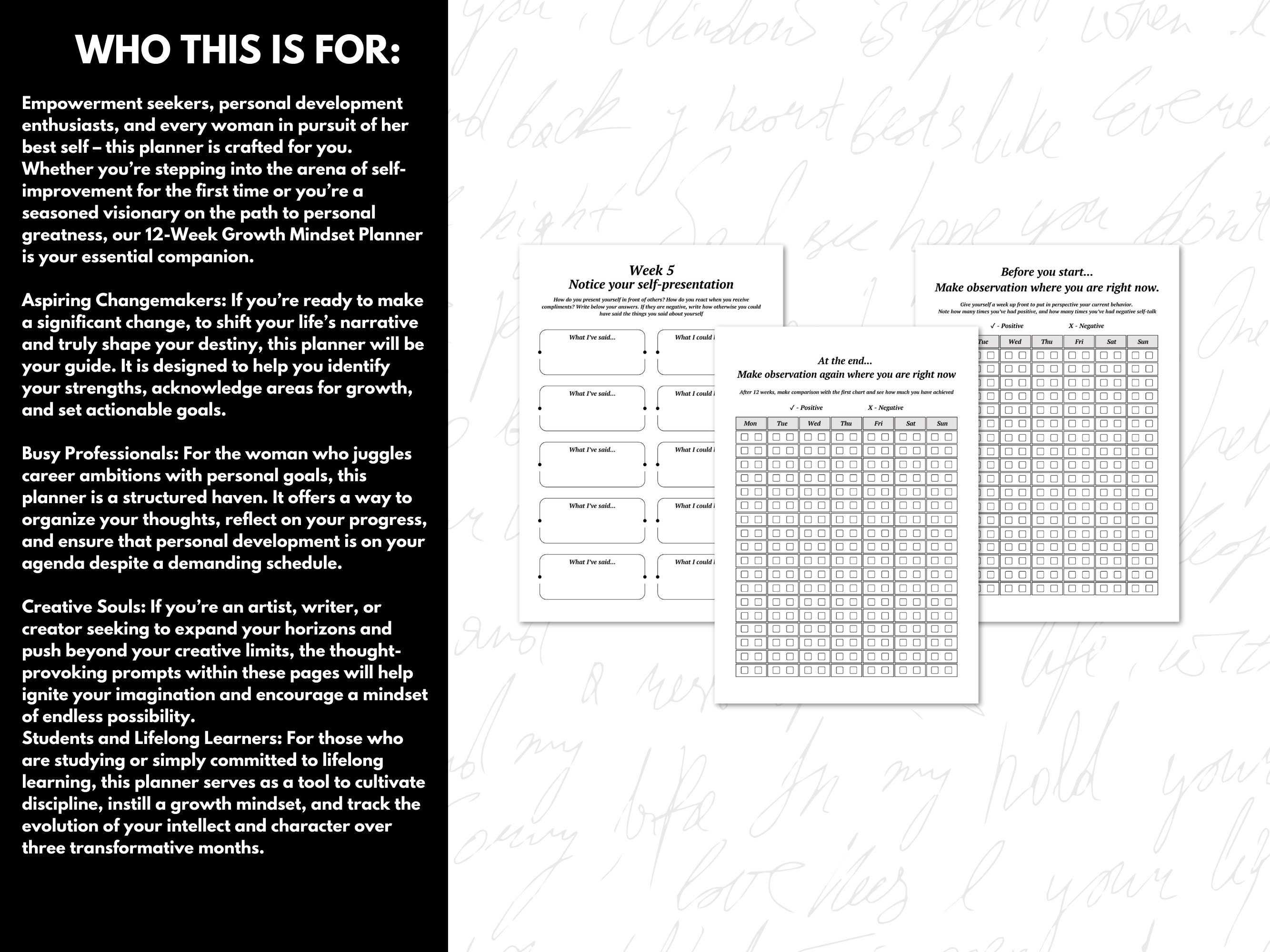 Empower & Transform: 12-week Growth Mindset Planner for Women Personal ...