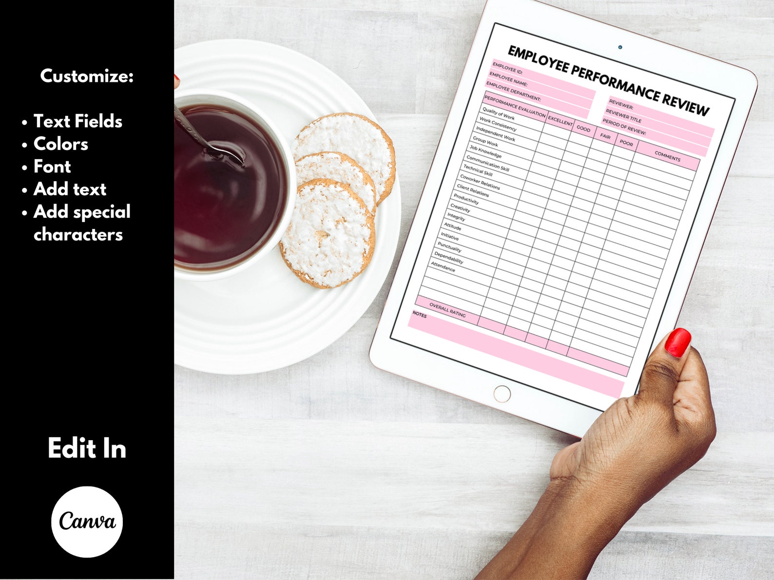 Employee Performance Review Template: HR Evaluation, Canva Editable ...