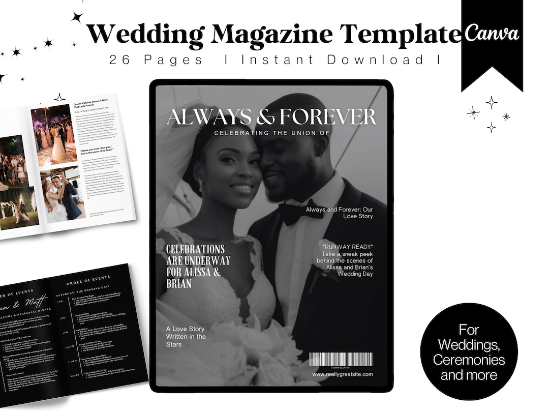 DIY Wedding Magazine Template | Editable Wedding Program Template ...
