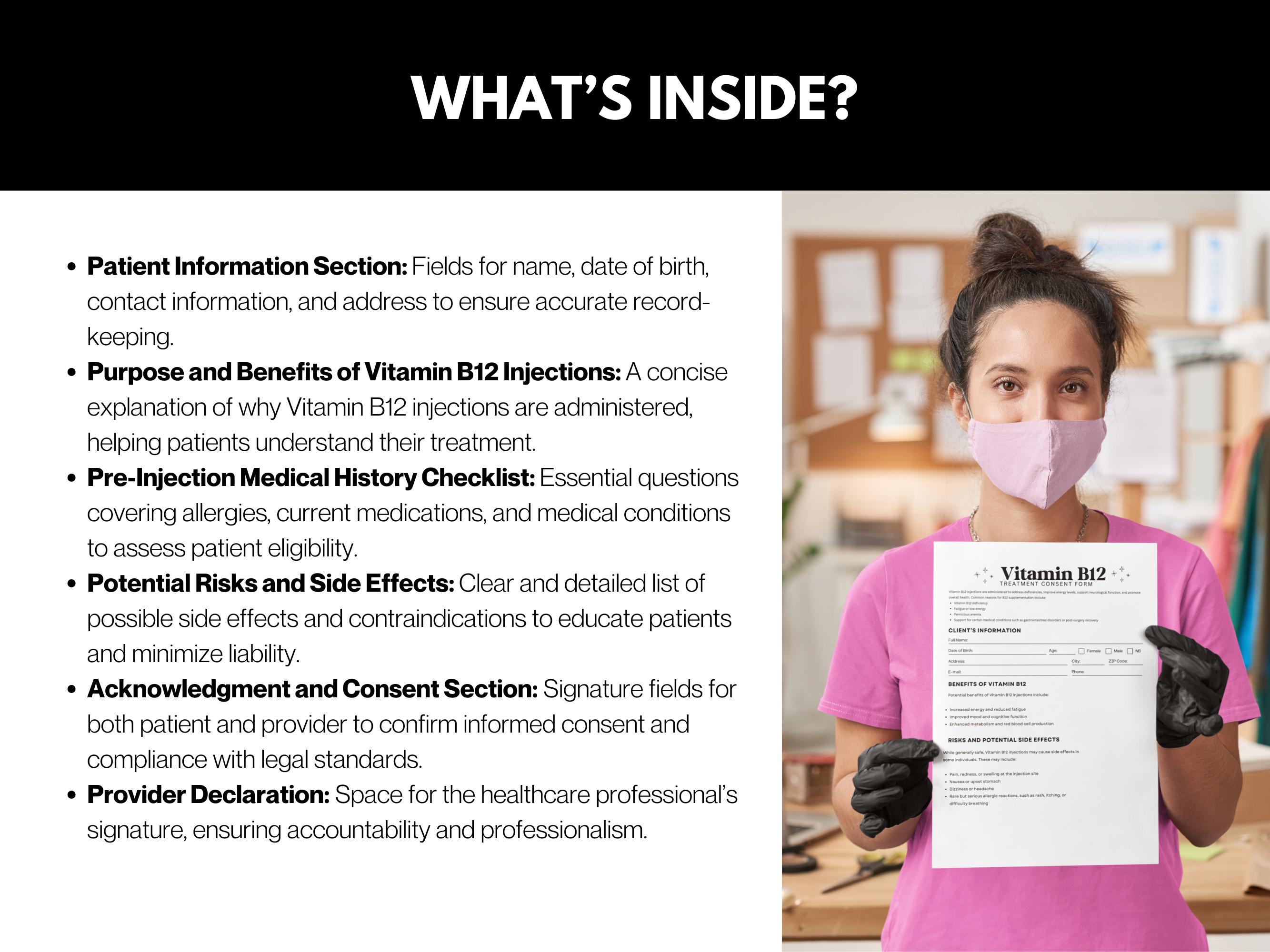 Editable Vitamin B12 Injection Consent Form Template Printable Medical ...