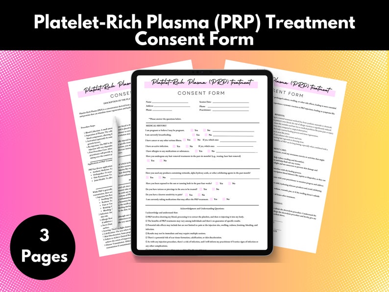 Comprehensive Platelet-rich Plasma Treatment Agreement for Clinics ...