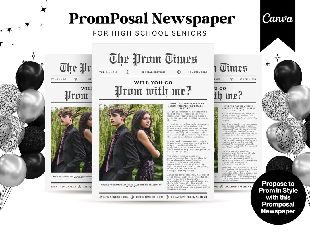 Newspaper Promposal Template, Prom Invitation, Prom Proposal, Prom ...