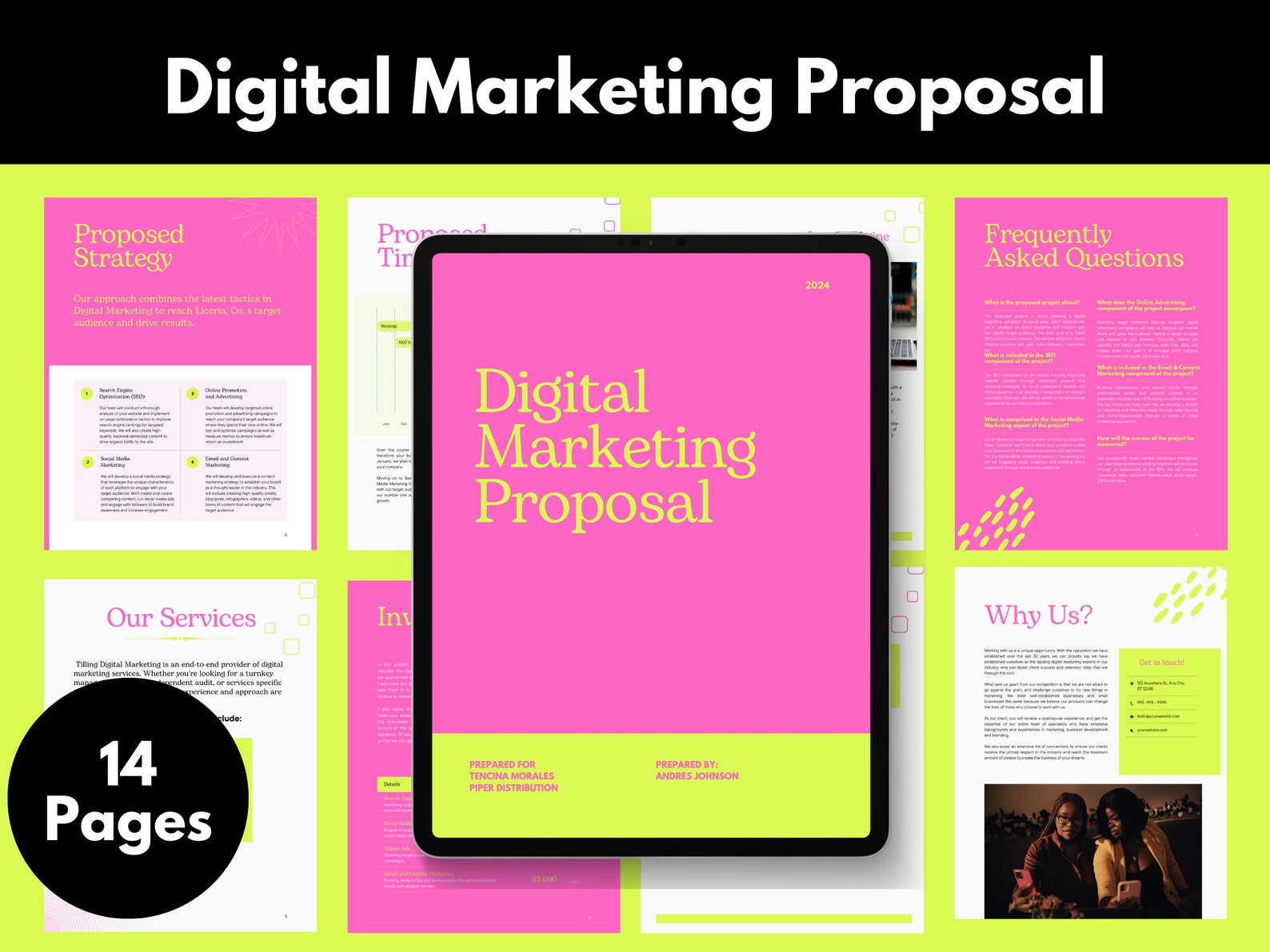 Digital Marketing Proposal Template: Canva Editable Business Plan (PDF ...