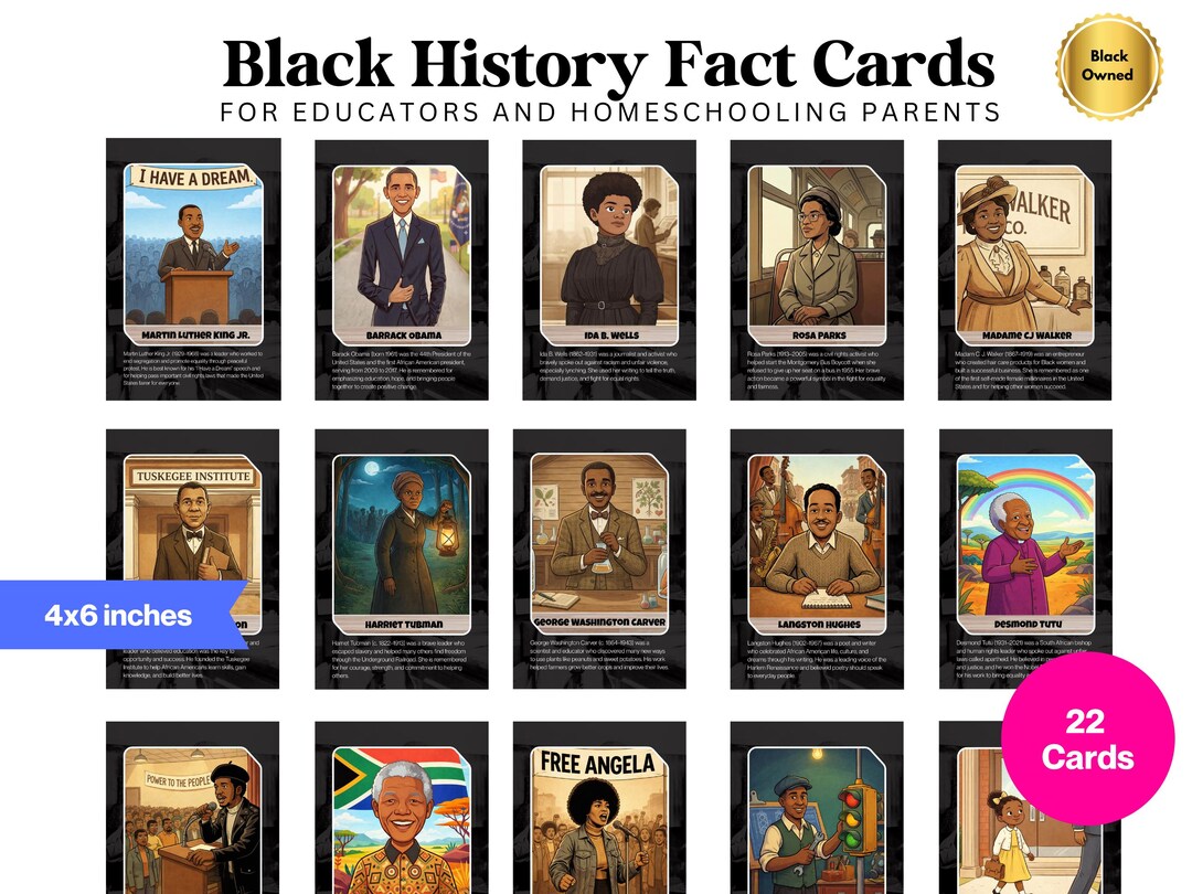 African American History Biography Cards for Kids | Black History Month ...