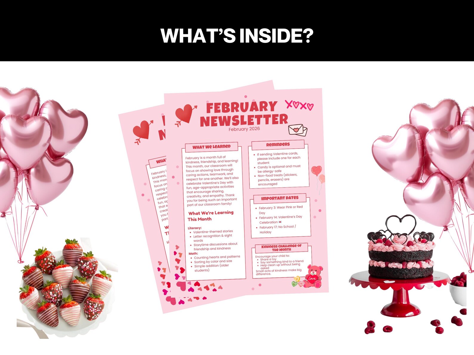 February Classroom Newsletter Template | Valentine’s Day School ...