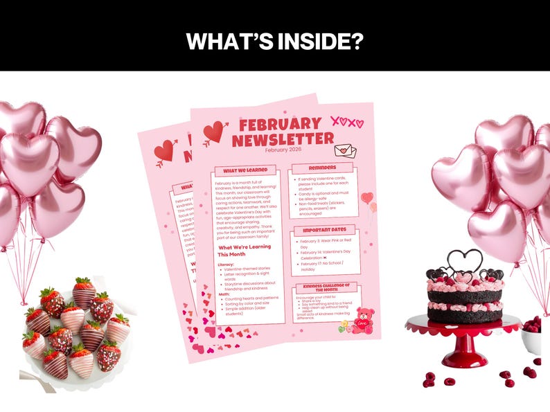 February Classroom Newsletter Template | Valentine’s Day School ...